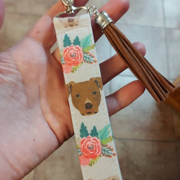 Pitbull Keychain Wristlet | Pitbull Gifts | Pit Bull Lanyard for Keys ...