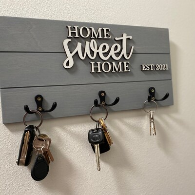Key Holder for Wall / Personalized Key Hanger / New Home Sign / Family ...