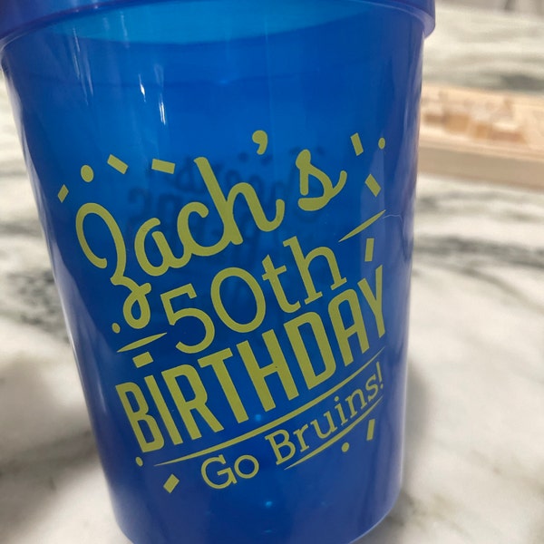 50th Birthday Party Cups, Personalized Birthday Cups, Custom Birthday ...