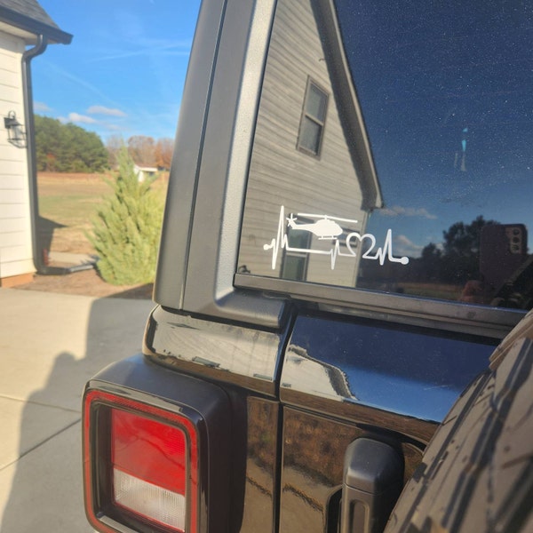 Helicopter Heartbeat Lifeline Decal Sticker | Gift for Military Veteran ...
