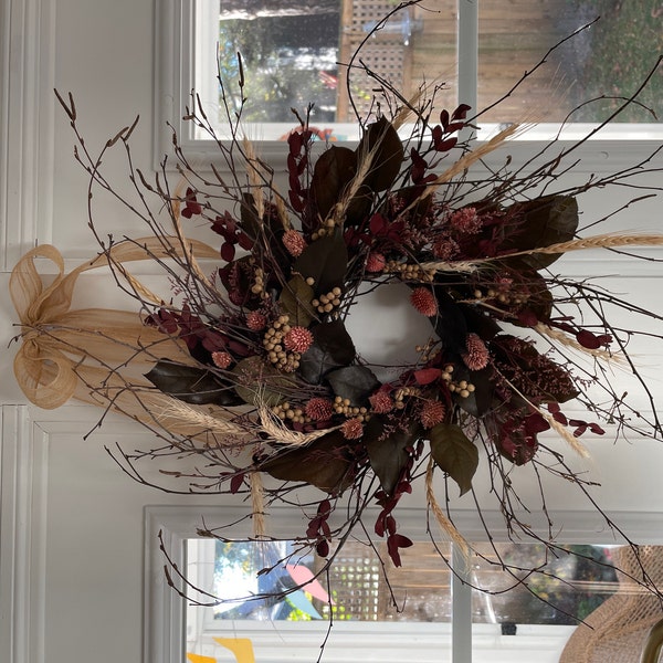 Crimson Berry Window Winter Wreath Birch Window - Etsy