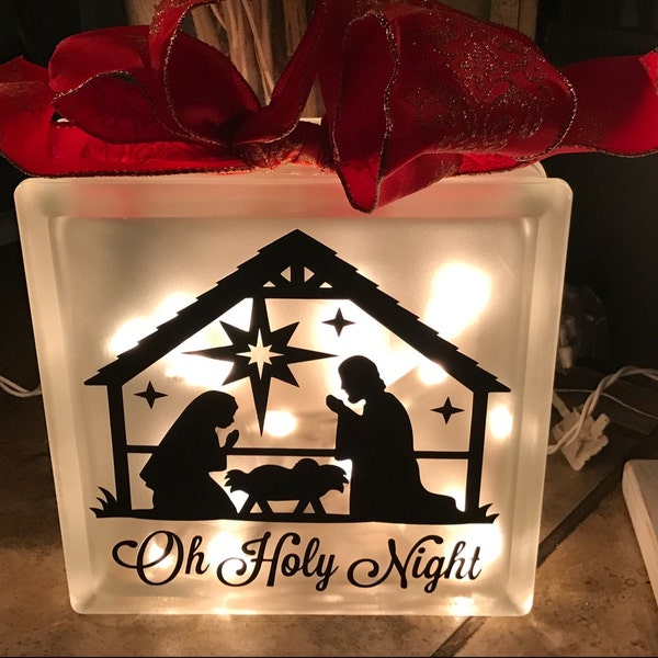Glass Block Night Light, the Nativity Night Light ,decoration ,home ...