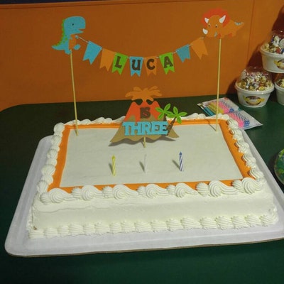 Dinosaur Cake Bunting Topper With Volcano Cake Topper 2 Pc Set Dino ...