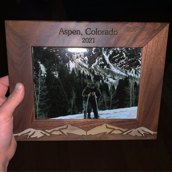 Mountains Personalized Engraved Picture Frame, Any Text - Etsy