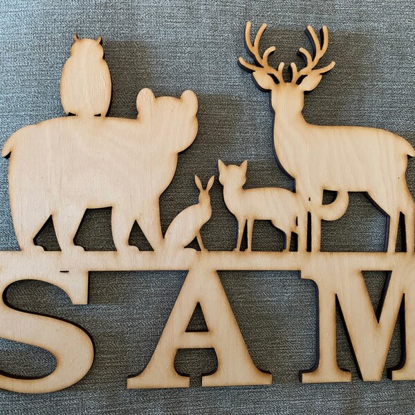 Woodland Animals Decor Sign, Custom Animal Name Sign, Kids Room Decor ...