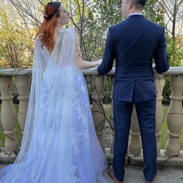 Wedding Cape Veil, Viking Wedding, Pagan Wedding Dress Cape, Natural ...