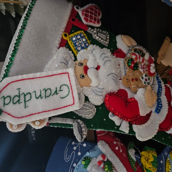 Personalized Christmas Stocking Label - Name Tag - Embroidered Felt ...