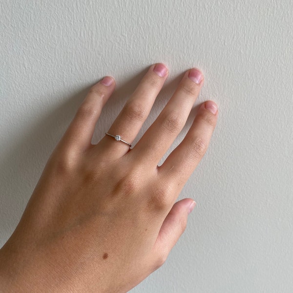 Small Minimalist Womens Silver Ring, Delicate Promise Ring, Simple ...