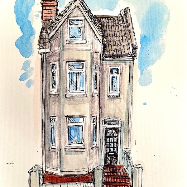 Custom House Portrait, Hand Painted House, Housewarming Gift, First ...