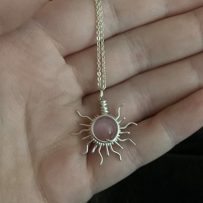 Sun Necklace/ Wire Wrapped Sun/ Handmade Wire Wrapped Sun /crystal ...