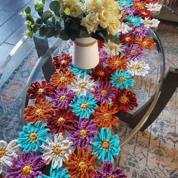 Flower Table Runner Crochet PATTERN - Etsy