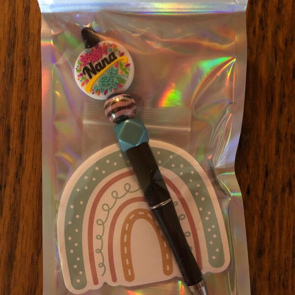 Pig Ink Pen // Silicone & Acrylic Beads Beaded Ink Pen // Many Options ...