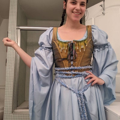 Long Maroon Red Renaissance Chemise Style Dress Puff Sleeve Shoulder ...