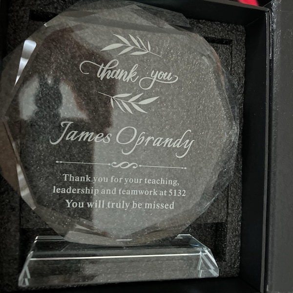 Personalized Crystal Award: Retirement Appreciation Gift, Deep Etching ...