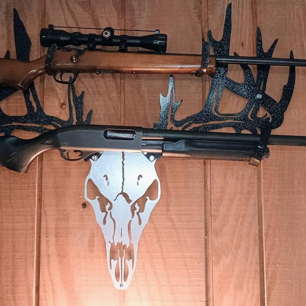 Metal Deer Skull Rifle Rack, Shotgun Mount, Custom Gun Mount, Hunting ...