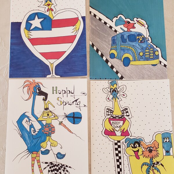 Happy Birthday, Funky Birthday Card, Cake Card, Trendy Chic, Whimsical ...