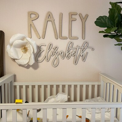 Nursery Name Sign Wooden Baby Name Sign for Nursery Wooden Name Cutout ...