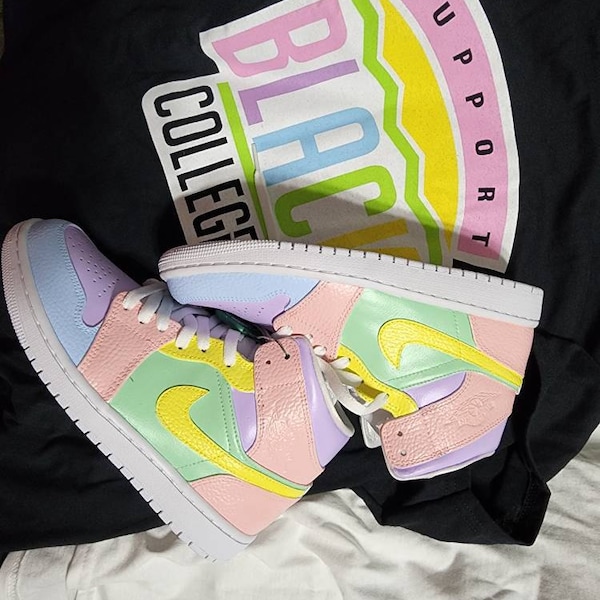 Custom “pastel J 1s-pink Purple Blue Green Yellowcheck Sizing Before ...