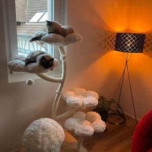 EDEN Wood Floral Cat Tree Tower, Wooden Cat Tower, Modern Cat Climbing ...