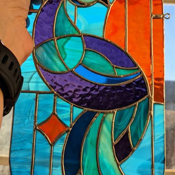 Stained Glass Peacock Pattern Printable PDF Suncatcher Window Panel ...