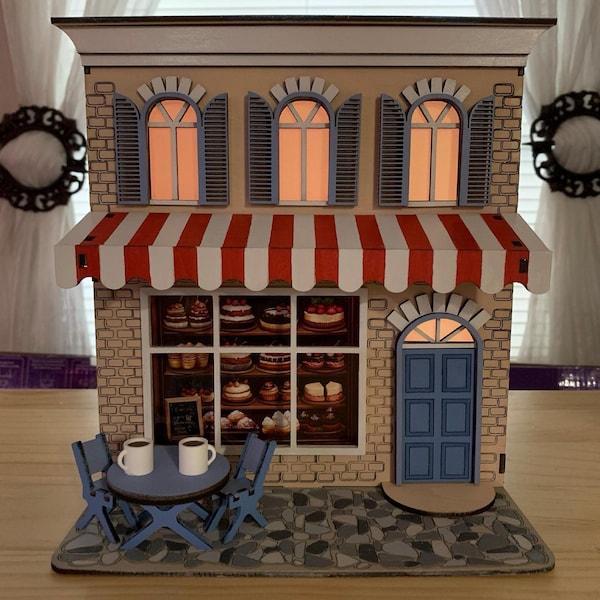 Christmas Village Laser Cut File Caffe SVG DXF DIY House 2024 Glowforge ...