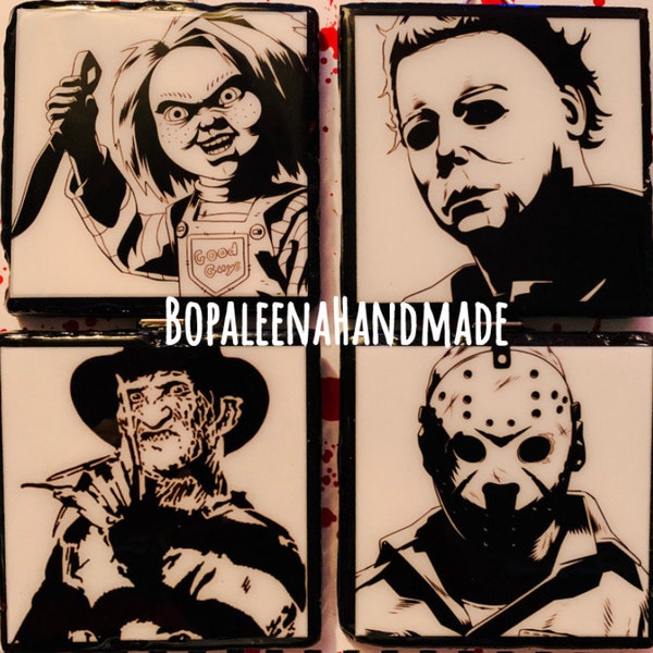 Horror Movie Tile Wall Decor Set of 4, Wall Art ~ Jason Voorhees ...