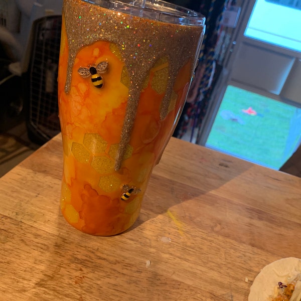 3D Yellow Honey / Bumble Bee Honey Comb Drip Tumbler - Etsy