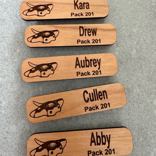 Laser Engraved Wooden Name Tag - Etsy