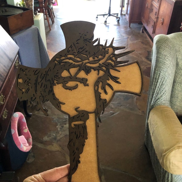 Jesus and Cross Laser Cut File. Vector File for Laser Cutting. Wall Art ...