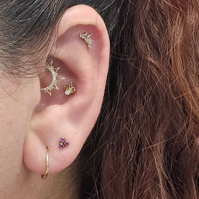 ASTM F136 Pear Star Titanium Conch Earring, Conch Labret, Internally ...