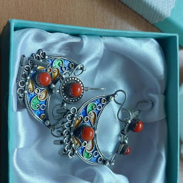 Very Old Silver Berber Fibula (tazerzit) With Enamel From MOROCCO ...