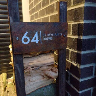 House Number Sign Printed Rust Effect Address Signage Rusty Effect ...