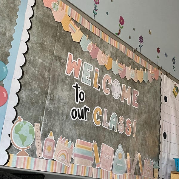 Pastel Doodles Bulletin Board Kit | Back to School Classroom Decor ...