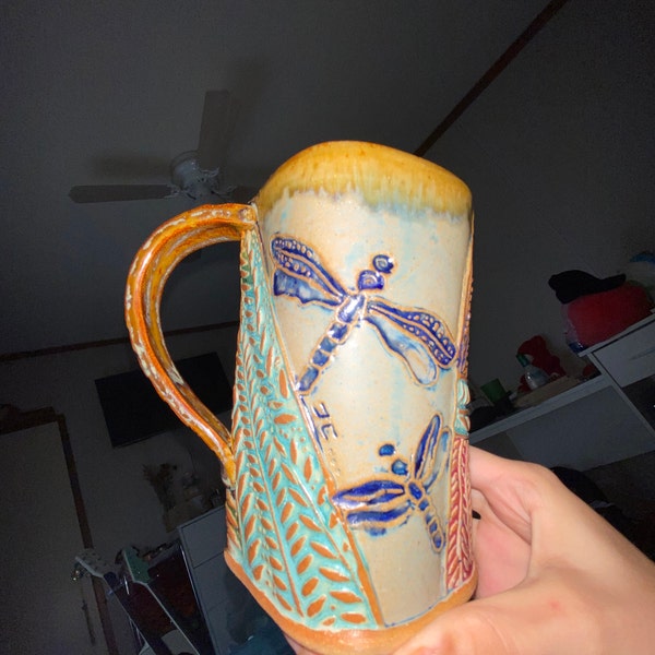 Dragonfly Pottery Mug: Handmade Ceramic Coffee Cup, Nature Lover Gift ...