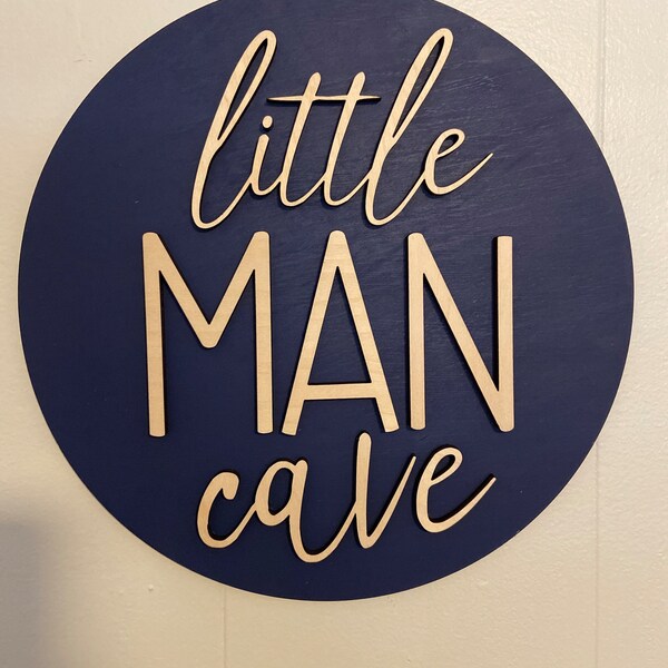 Little Man Cave Round 3D Wooden Sign || Boys Room Decor || Baby Shower ...