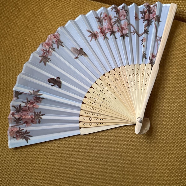 Dark Green Crane Hand Fan, Retro Landscape Silk Folding Fan, Chinese ...