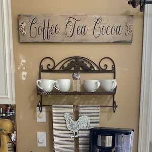 French Country Coffee Sign / Coffee Tea Cocoa Sign / Coffee Bar Sign ...