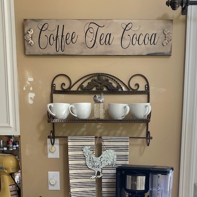 French Country Coffee Sign / Coffee Tea Cocoa Sign / Coffee Bar Sign ...