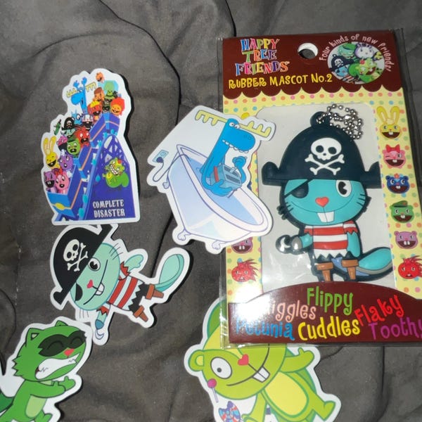 Flippy Happy Tree Friends Sticker Sliding Tin Case Storage Keychain ...