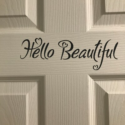 Hello Beautiful Vinyl Decal Sticker Bathroom Mirror Wall Art ...