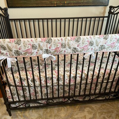 Girl Dinosaur Crib Bedding Set, Dino Baby Girl Crib Bedding Set, Baby ...