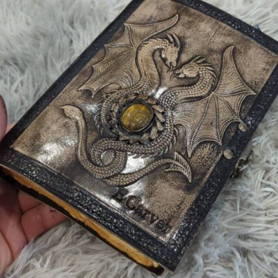 Blue Floral Embossed Leather Journal 4 Paper Choices Wrap Around Design ...