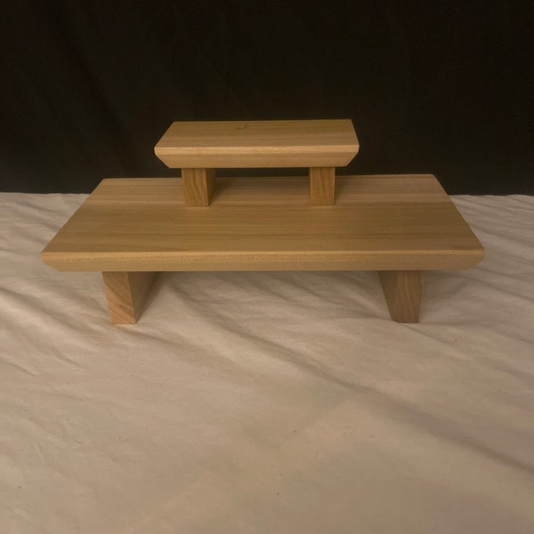 2 Altar Table Set, 2 Tier Altar Tables, Teak Wood, Crystal Shelf, Small ...