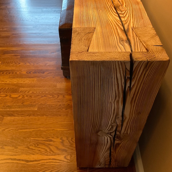 Console Table Made of Old Solid Wood Beams Joined in Dovetail. Rustic ...