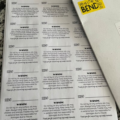 Scent & Warning Labels for Car Freshies - Etsy