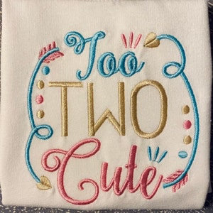 Too Two Cute Second Digital Machine Embroidery Design 4 Sizes, 2nd ...