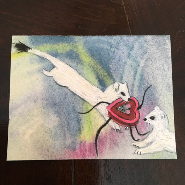Weasel Card Ferret Note Card Greeting Card Romantic Valentine ...