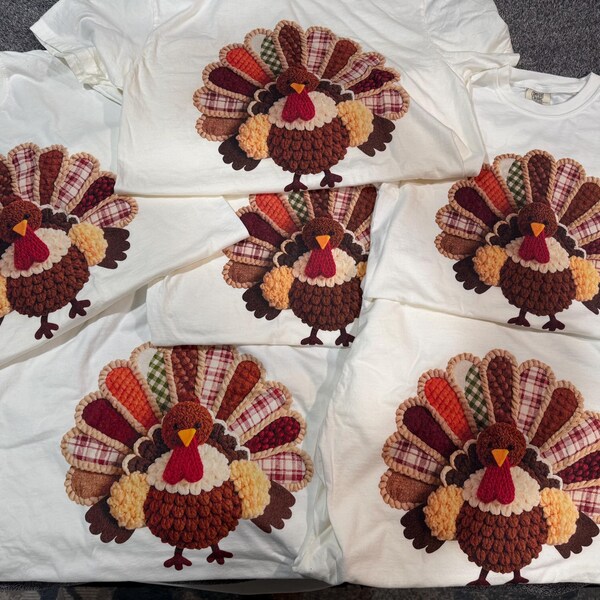 Thanksgiving Turkey Sweatshirt, Print Crochet Turkey Sweatshirt ...