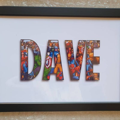 Personalised MARVEL NAME Word Art Custom Print Gift Keepsake Present ...