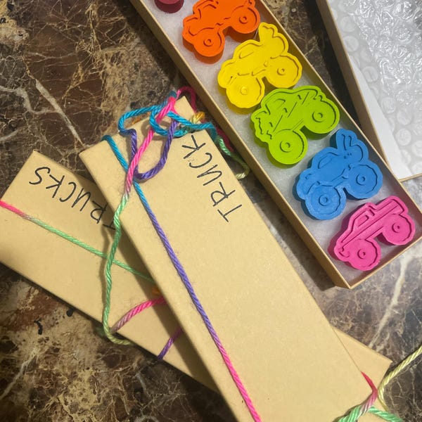 Rainbow Monster Truck Crayons: Kids Party Favors, Truck Toys - Etsy